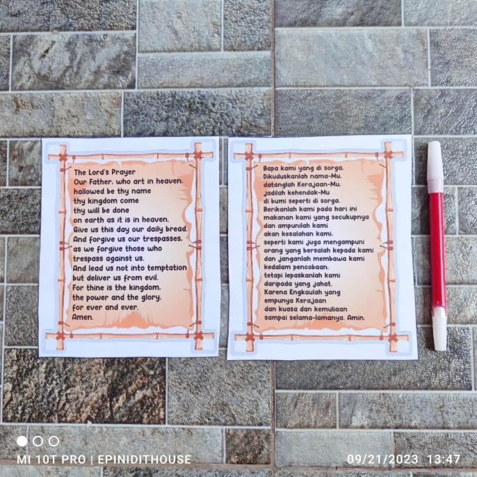 Jual Stiker Doa Bapa Kami Our Father Heaven Nasrani Kristen Katolik ...