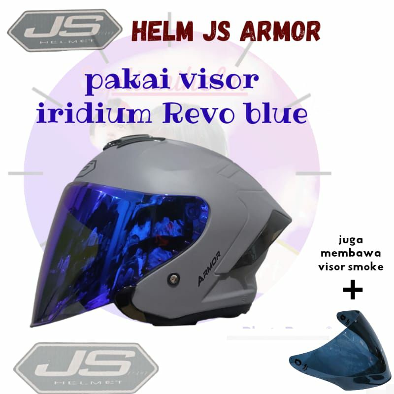 Jual HELM JS ARMOR HALF FACE GANTENG GORILLA GREY GLOSSY / STON GLOSSY ...