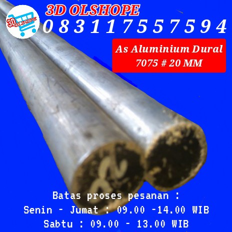 Jual AS BULAT ALUMINIUM DURAL 7075. OD 20MM X 400MM. | Shopee Indonesia