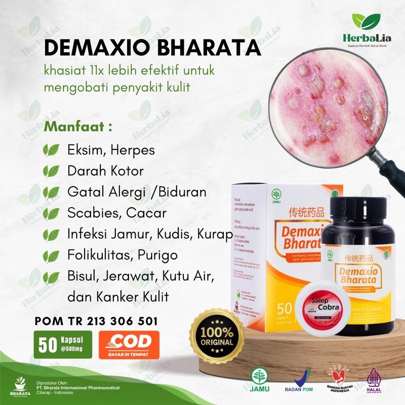 Jual Obat Herbal Herpes Eksim Penyakit Kulit Bharata Demaxio | Shopee ...