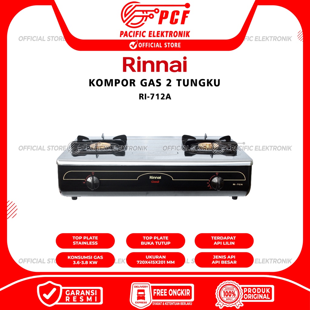 Jual Kompor Gas Rinnai 2 Tungku RI-712A / 712A | Shopee Indonesia