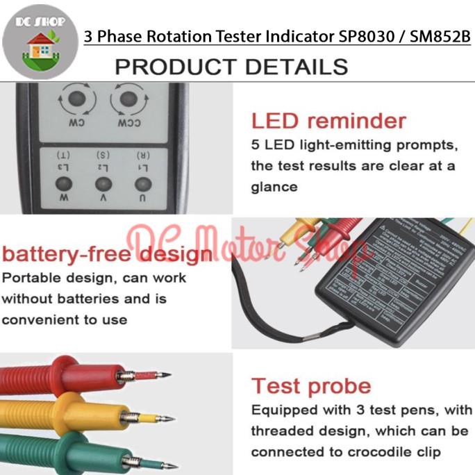 Jual Digital Three 3 Phase Indicator SP8030 SM852B Sequence Rotation ...
