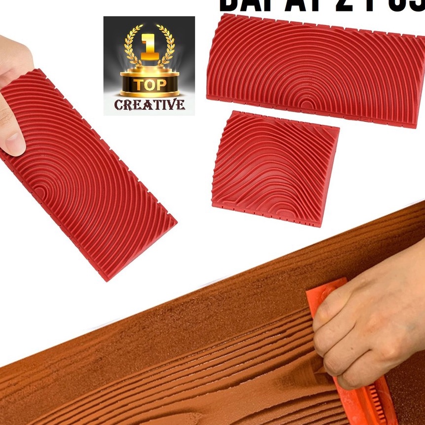 Jual [N04☞] KUAS CAT MOTIF KAYU KUAS KARET Rubber Wood Grain Wall ...
