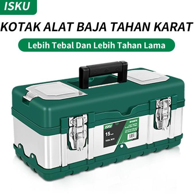 Jual ISKU Tool box Besar Besi tahan karat box alat perkakas 15-20inch ...
