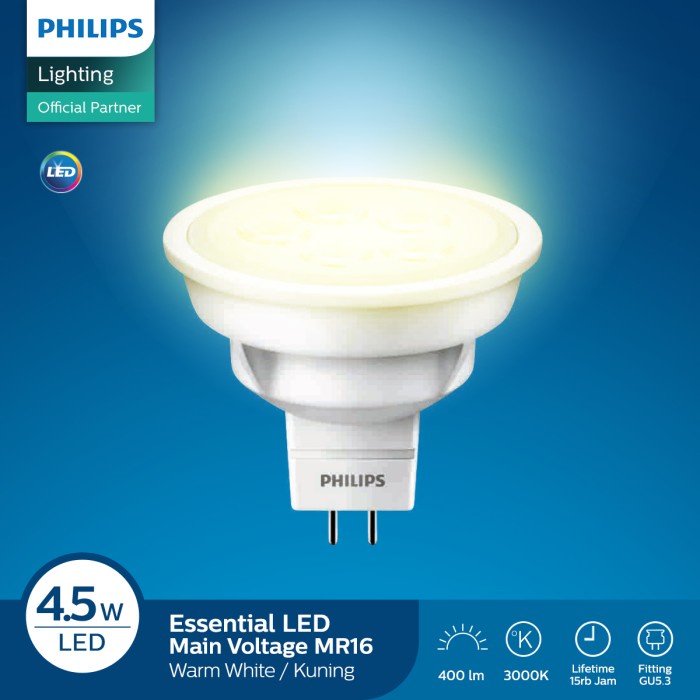 Jual Philips Lampu ESS LED MR16 4.5-50W 36D 830 SO 100-240V | Shopee ...