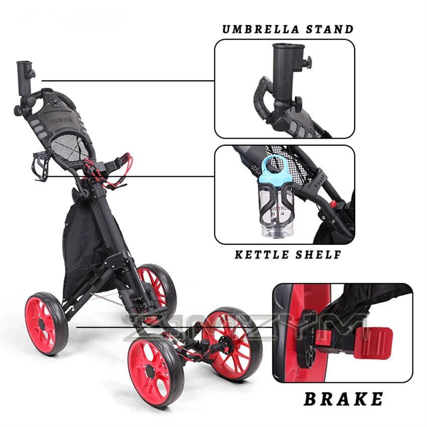 Jual 4 roda lipat aluminium Aloi Golf troli tas Golf tarik troli payung ...