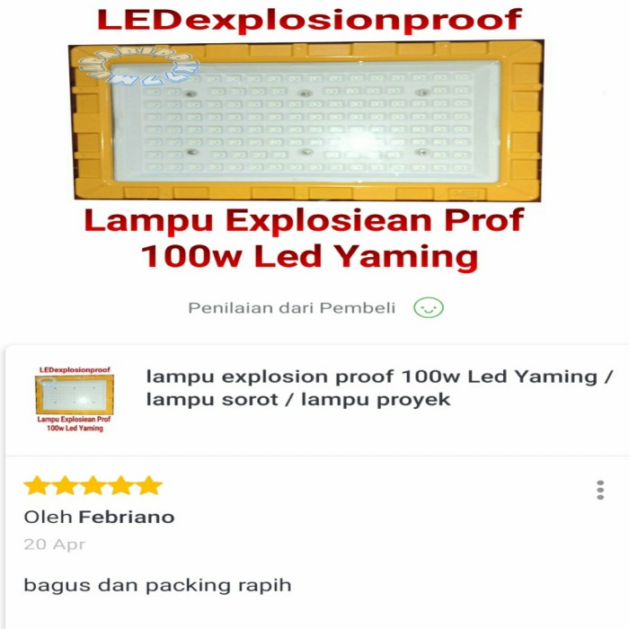 Jual lampu explosion proof 100w Led Yaming / lampu sorot / lampu proyek | Shopee Indonesia
