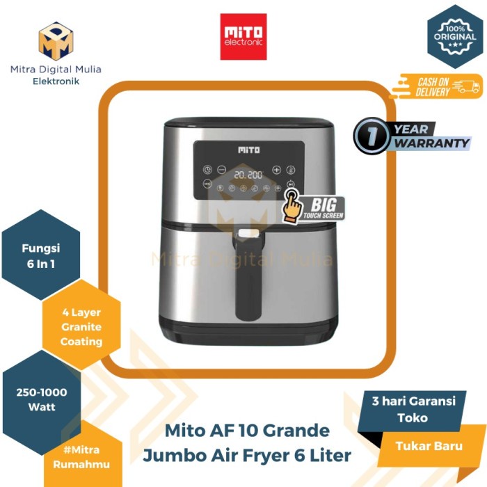 Jual [COD] Mito AF 10 Air Fryer Low Watt Penggorengan Elektrik AF10 6 Liter | Shopee Indonesia