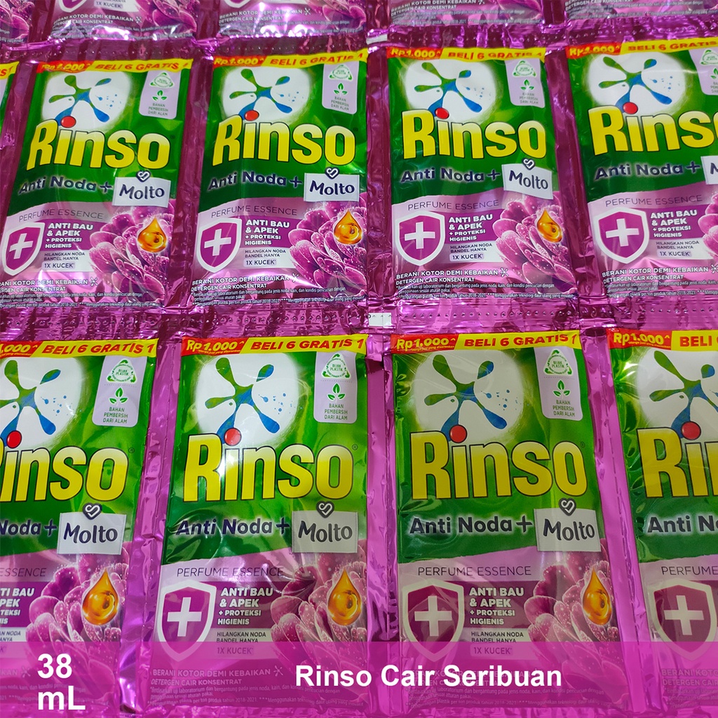 Jual Rinso cair 1000an 38 ML ( 4 Renceng = 28 sachet ) | Shopee Indonesia