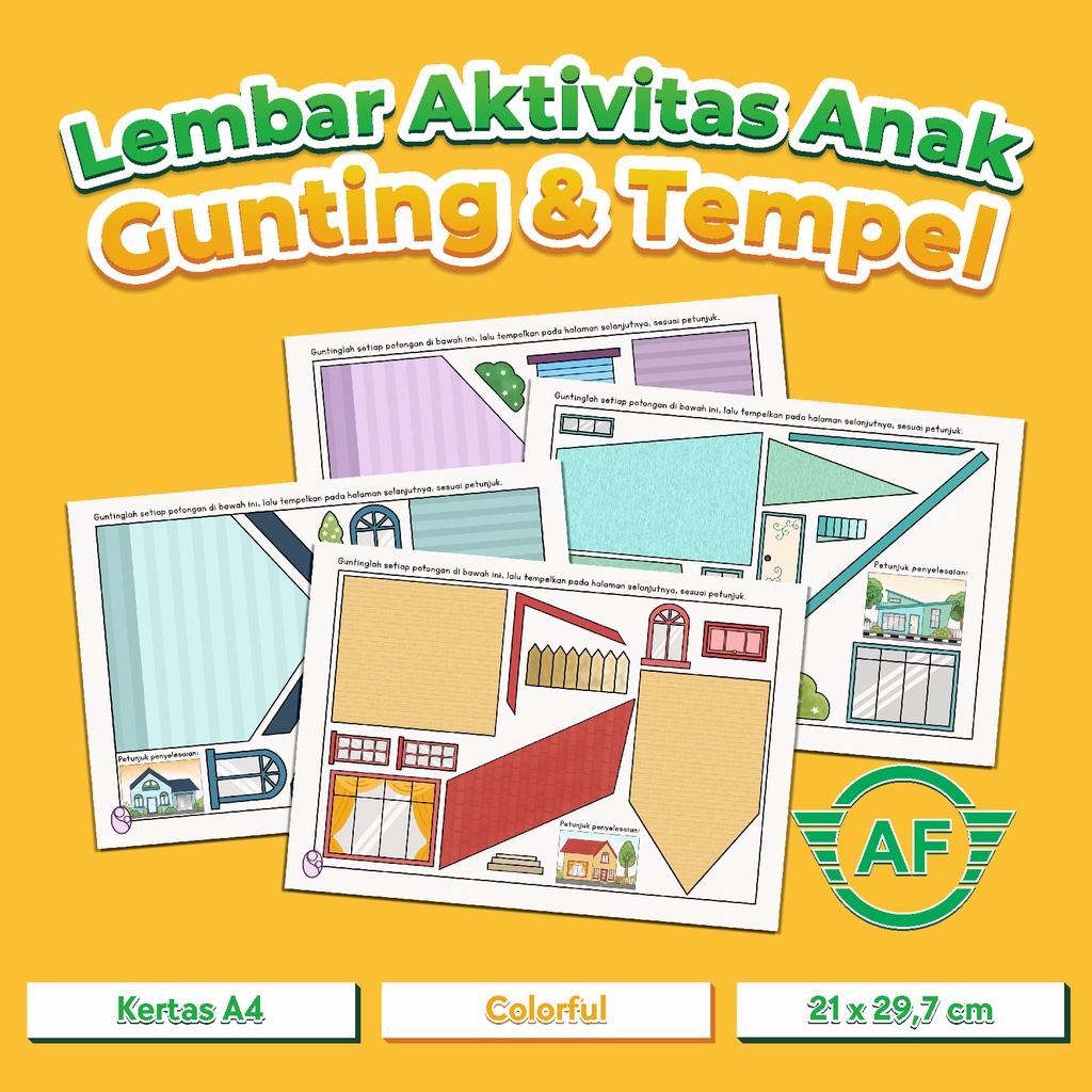 Jual Lembar Aktivitas Gunting & Tempel Tema Rumah | Worksheet Lembar ...
