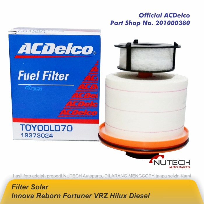 Jual Fuel Filter Solar Innova Reborn Fortuner Vrz Hilux Diesel Acdelco ...
