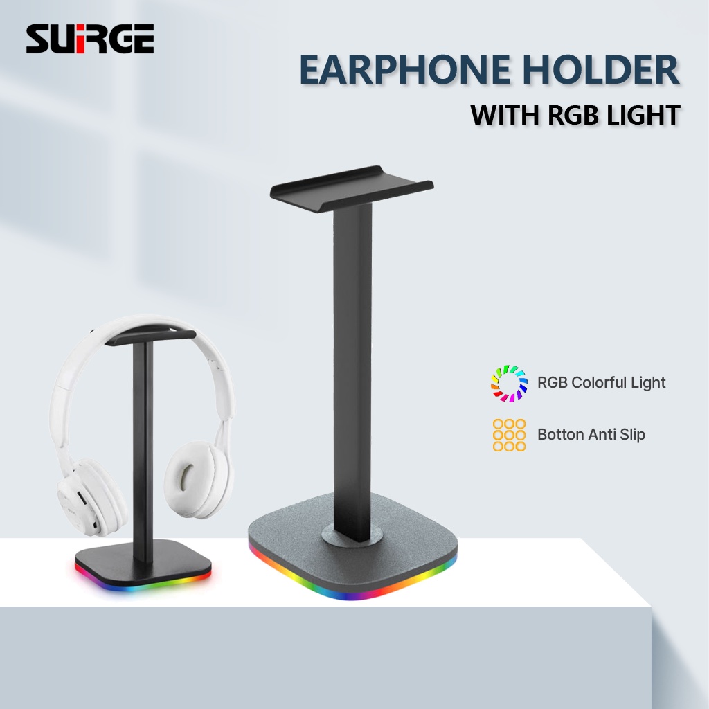 Jual SUIRGE RGB Gaming Headphone Stand LED Light Desk Headset Holder ...