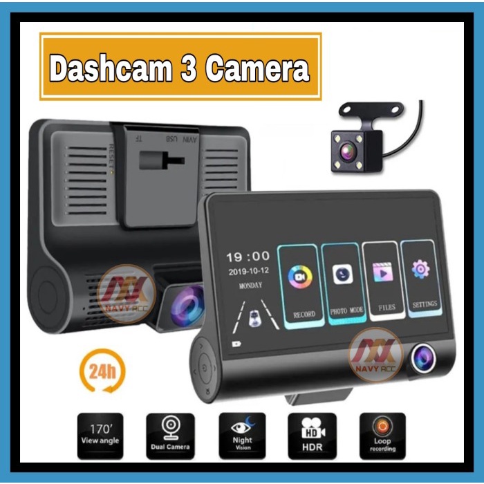 Jual Jual!! Kamera CCTV Mobil Dashcam 4" Perekam 3 Lensa 1080p Full HD ...