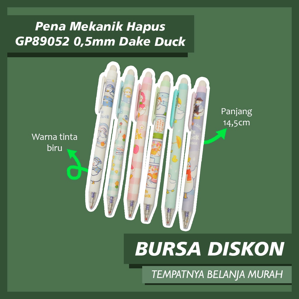 Jual Pena Mekanik Hapus GP89052 0,5mm Dake Duck Bebek pulpen cetek bisa dihapus di hapus ...