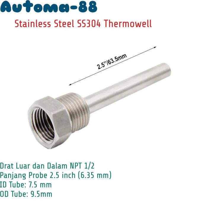 Jual Thermowell NPT 1/2 Panjang 2.5 inch 65mm u/ Temperature Sensor ...