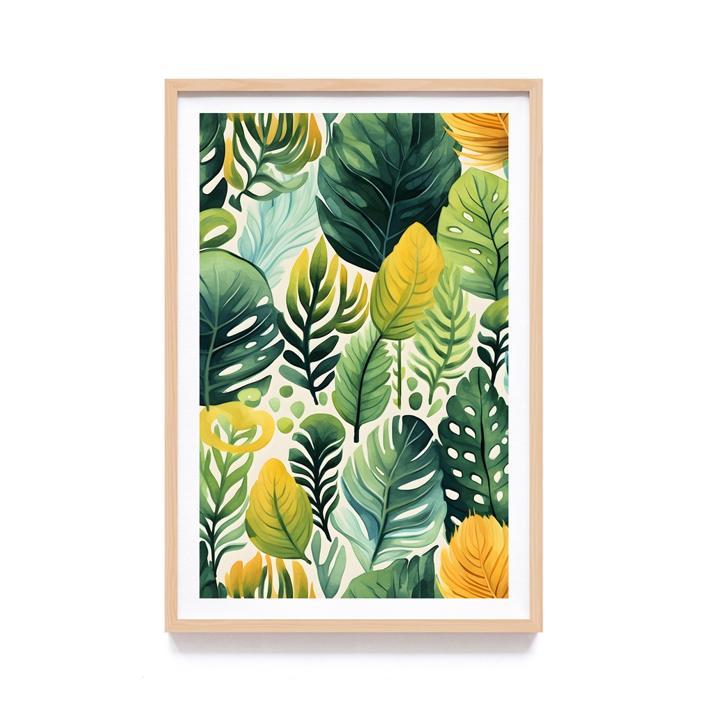 Jual Poster bingkai kayu estetik lukisan print Floral tropical ...