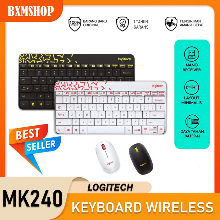 Jual LOGITECH MK240 COMBO WIRELESS MOUSE KEYBOARD / MK 240 NANO ...