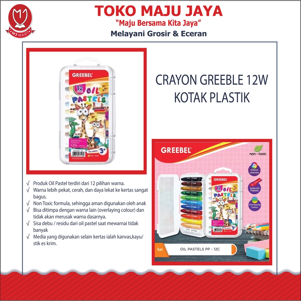 Jual CRAYON GREEBLE 12 Warna KOTAK PLASTIK | Shopee Indonesia