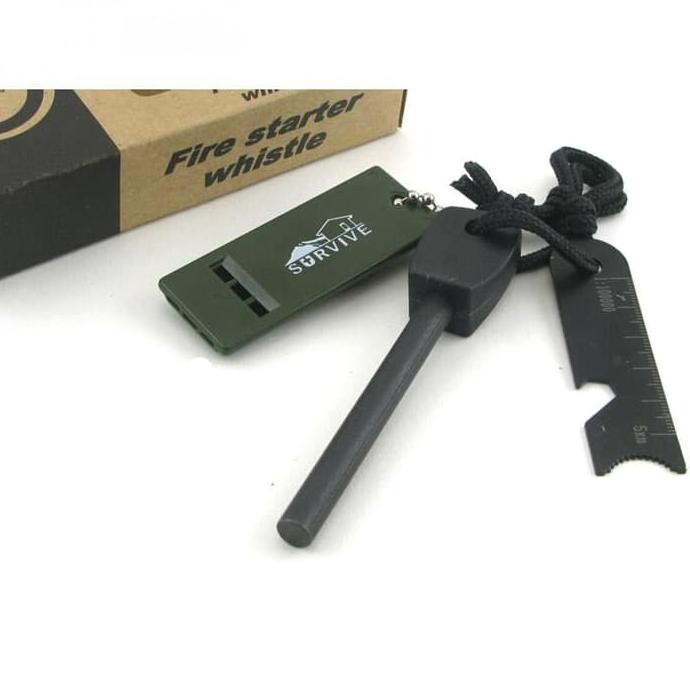 Jual Flint Ukuran Besar Fire Steel Starter 3In1 Peluit Survival Kit ...