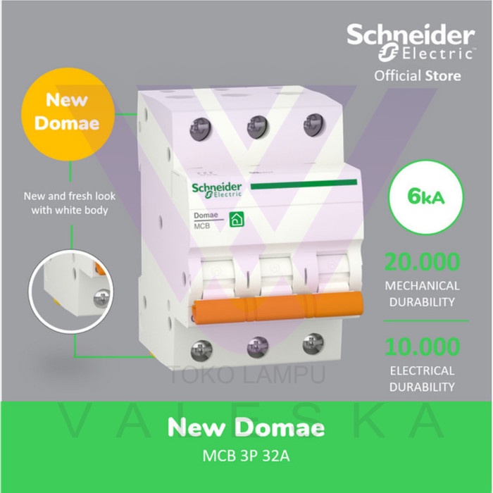 Jual Schneider MCB Domae 3P 32A 3 Phase 32 Ampere | Shopee Indonesia