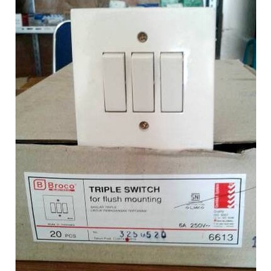 Jual Ib Saklar Broco Triple Isi 3 6613 Switch Sakelar Cetekan Tanam ...