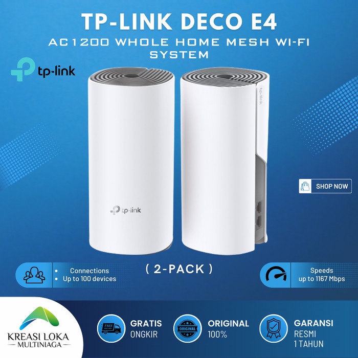 Jual TP LINK DECO E4 2 PACK ( ISI 2 ) AC1200 Whole Home Mesh Wifi ...