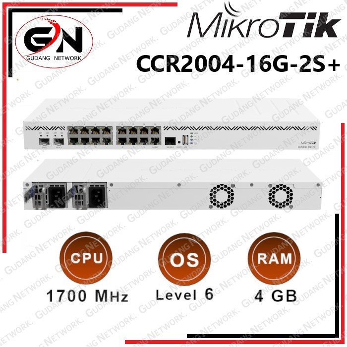 Jual Mikrotik CCR 2004 16G 2S+ CCR2004-16G-2S+ Cloud Core Router CCR ...