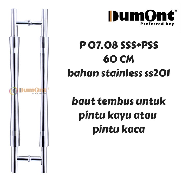 Jual Pull Handle pintu kayu kaca 60 cm stainless P 07.08 SSS+PSS DUMONT ...