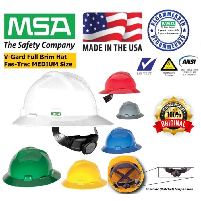 Jual helmet full brim fastrack msa USA original hard hat,helm topi ...