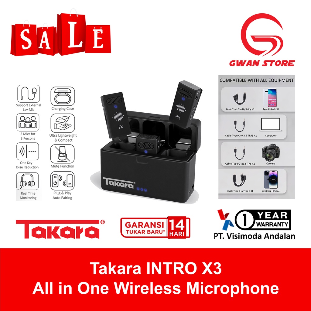 Jual Takara INTRO X3 All in One Digital Wireless Mic Microphone with ...