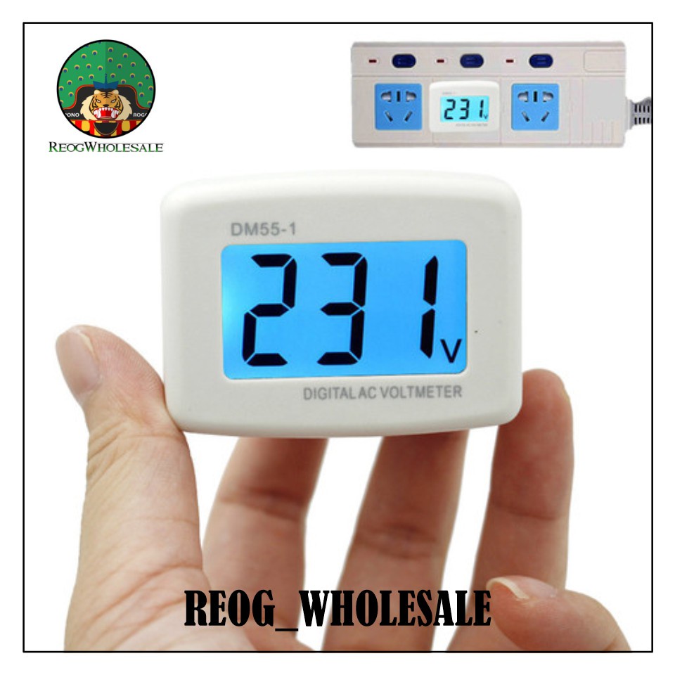 Jual DM55-1 Digital Voltmeter AC 220V Stop Kontak Steaker Volt Meter ...