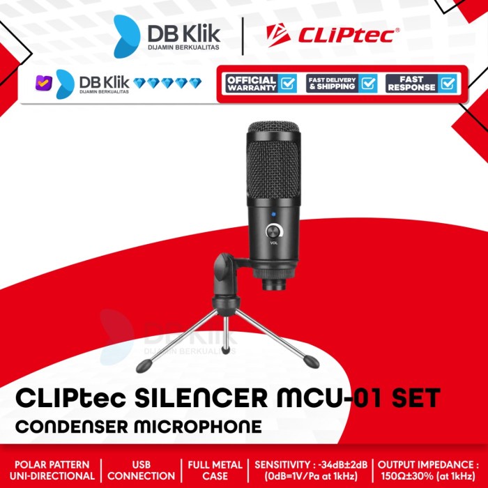 Jual Murah Condenser Microphone Cliptec Silencer Mcu-01 Set Usb - Cliptec Mcu01 | Shopee Indonesia