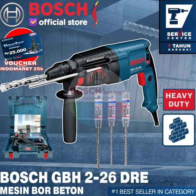 Jual Bosch Bor Hammer Rotary Sds Gbh 2-26 Dre 26Mm 800 Watt Mesin Bor ...