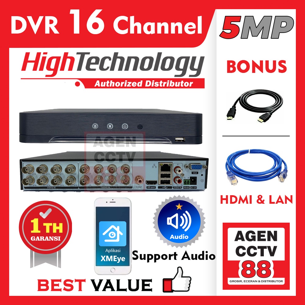 Jual DVR 16 Channel 5Mp Suport AUDIO Camera High Technology H.265 ...