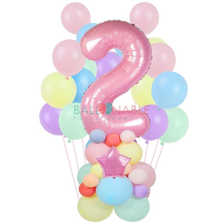 Jual Original Paket Balon Angka Pink Pastel Balon (PD108) Terlaris ...