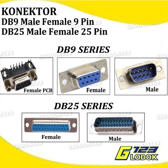 Jual Konektor DB9 DB25 DB 9 25 Pin Male Female PCB Socket RS232 Serial Port | Shopee Indonesia
