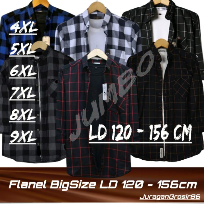 Jual Kemeja Flanel Oversize Pria Wanita 4XL 5XL 6XL 7XL 8XL 9XL Super Jumbo Bigsize Lengan ...