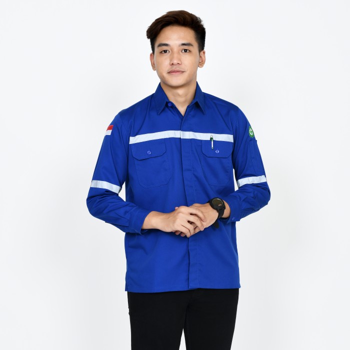 Jual custom wearpack biru BCA/atasan baju safety/seragam kerja | Shopee ...