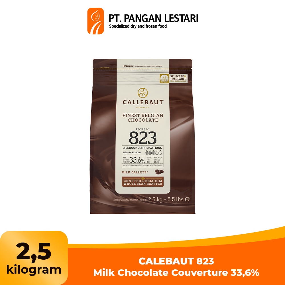 Jual CALLEBAUT 823 Milk Chocolate Couverture 33,6% 400gr, 1kg, 2.5kg - Cokelat dengan 33,6% ...