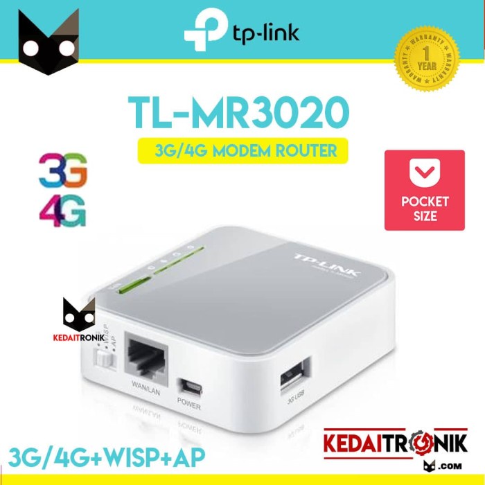 Jual TP-LINK TL-MR3020 Portable 3G/4G Wireless N USB Router TPLink ...
