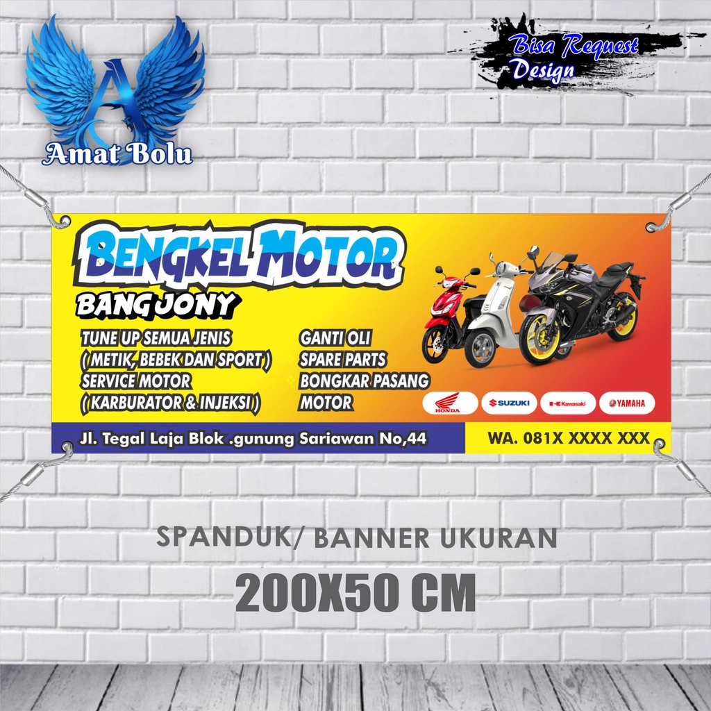 Jual BANNER MMT SPANDUK BENGKEL MOTOR UKURAN 200X50 BISA REQUES ...
