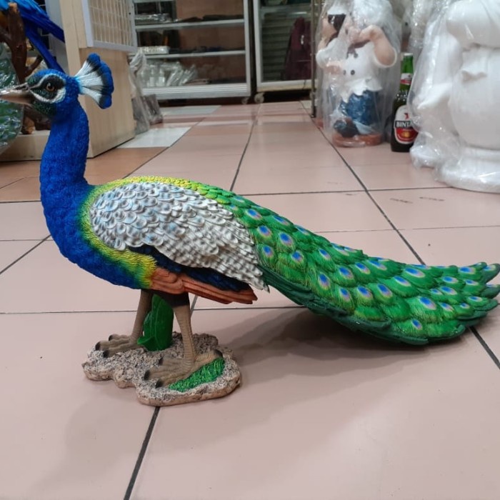 Jual patung pajangan burung merak peacock dekorasi hiasan taman kebun ...