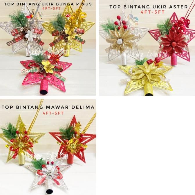Jual #####] Topper Bintang emas hias pohon natal/ ujung bintang pohon ...