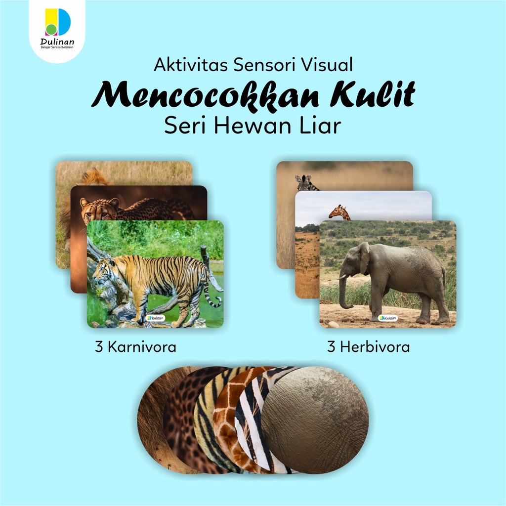 Jual Sensori Visual Mencocokkan Kulit Binatang Seri Hewan Liar Mainan ...