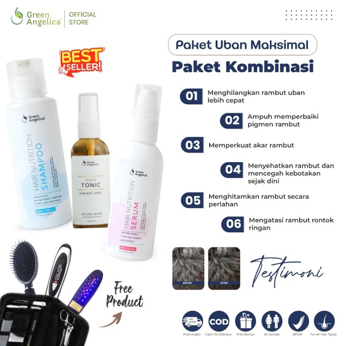 Jual Paket Uban Green Angelica Hitamkan Rambut Bukan Semir Shopee Indonesia