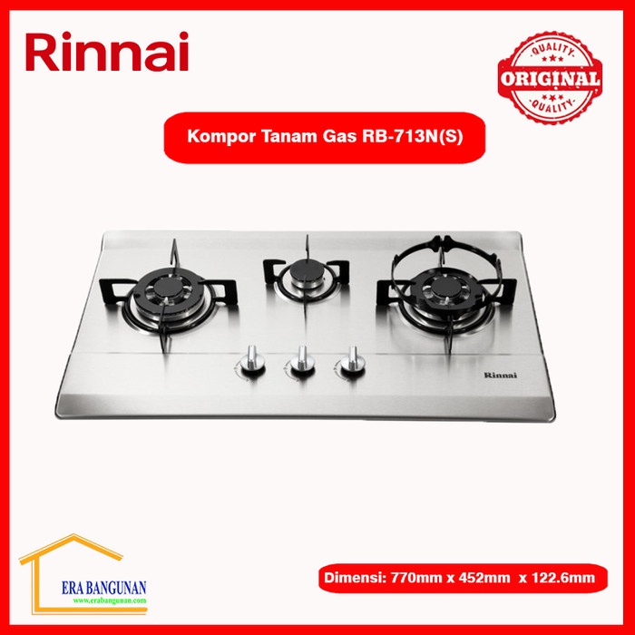 Jual Built-In Gas Hob Kompor Gas Tanam 3 Tungku Rinnai Rb-713N (S) | Shopee Indonesia