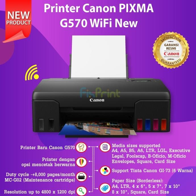 Jual Printer Canon Pixma G570 570 Print Photo Inktank 6 Warna Wireless ...