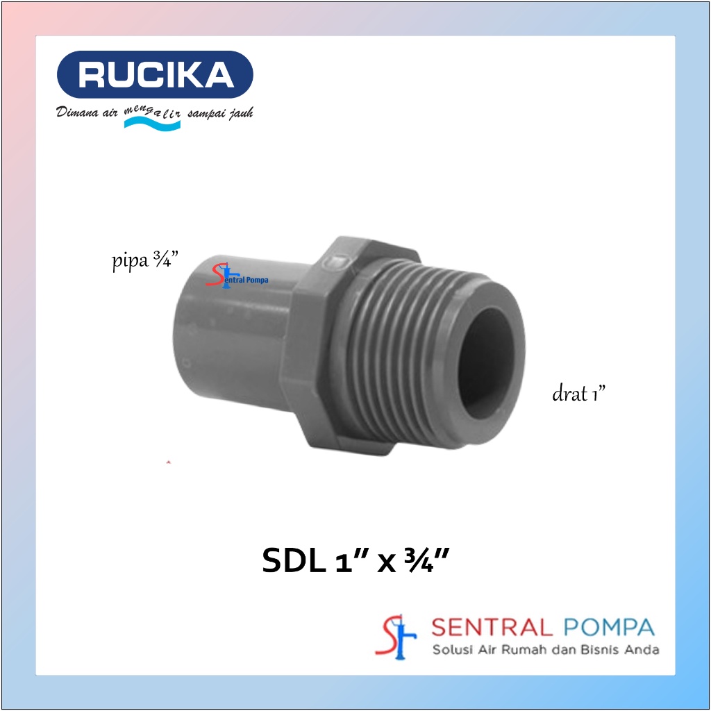 Jual SDL Socket Drat Luar PVC 1 x 3/4 Inch Fitting Rucika AW Sambungan ...