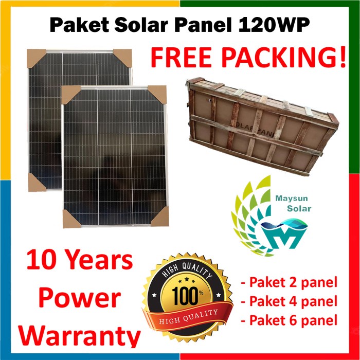 Jual Free packing!! Paket solar panel Maysun Mono 120WP PROMO ...