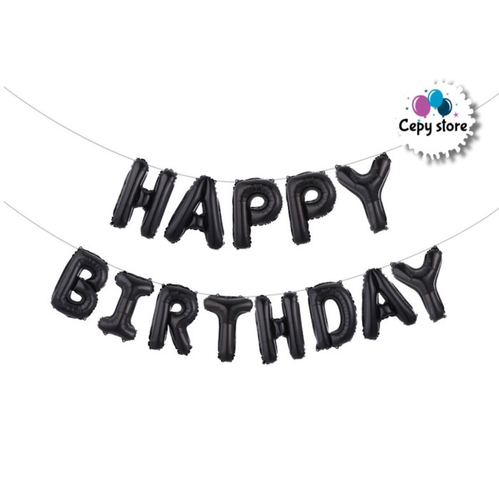 Jual Balon Foil Huruf Set Happy Birthday / Set Happy Birthday Hitam ...